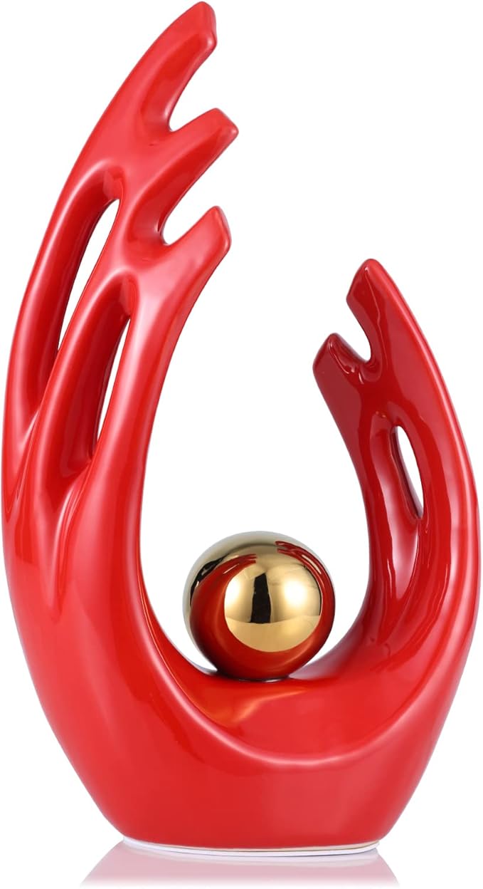 Amazon.com: LCCCK 12" H Red Gold Aesthetic Room Decor Accent, TV Stand ...