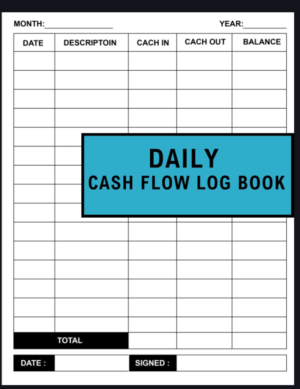 daily cash flow log book: Petty Cash Log Book for Tracking Money ...