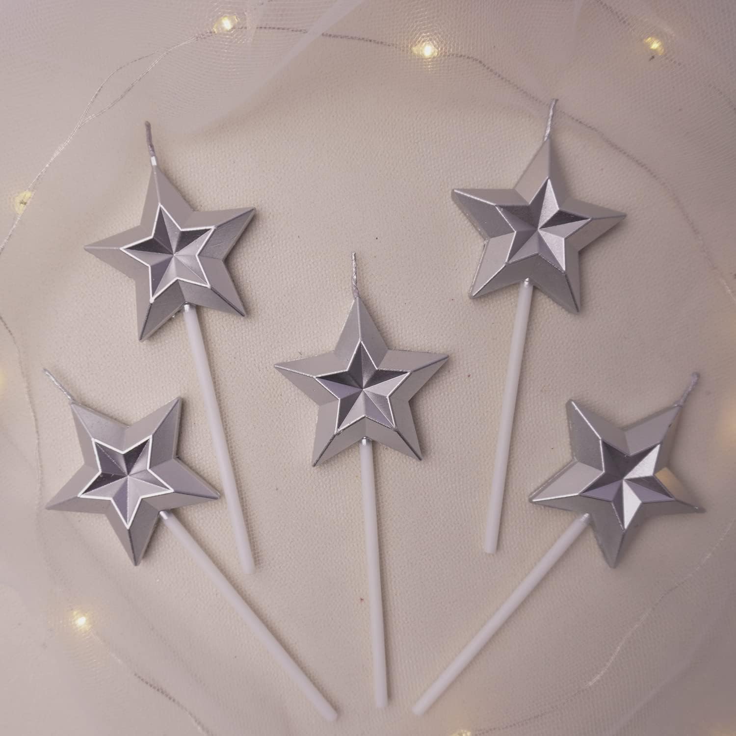Amazon.com: Saododku Birthday Candles, 5pcs Silver Birthday Candles for ...