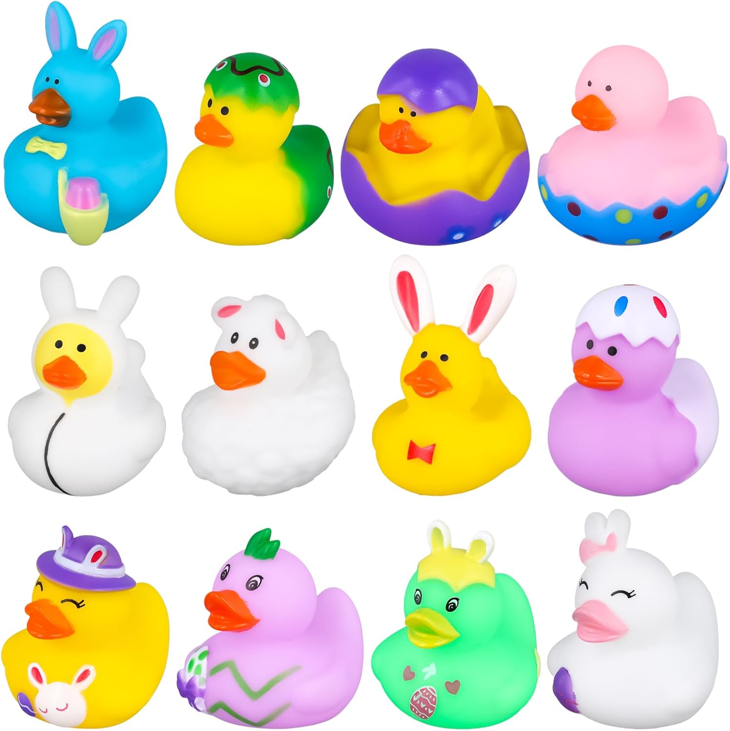 Amazon.com: 12pcs Easter Rubber Duckies, Novelty Easter Egg Bunny ...