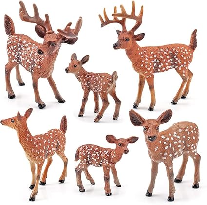Gemini&Genius 6 Pack White-Tailed Deer Figurines Toy, Forest Animals ...