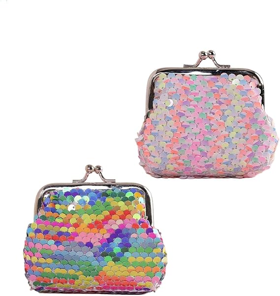 Amazon.com: 2 Pcs Sequin Coin Purses, Reversible Sequin Little Wallet ...