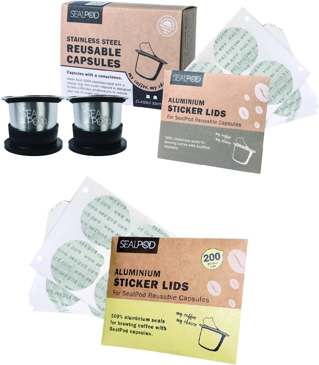 Amazon.com: SEAL POD Reusable 2 Pods Bundle, Durable Stainless Steel ...