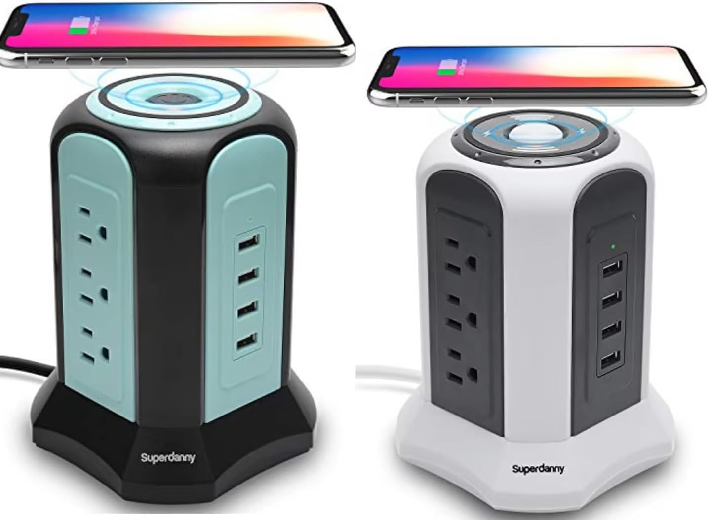 Amazon.com: Power Strip Tower Wireless Charger, SUPERDANNY Surge ...