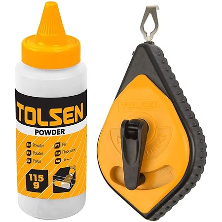 Tolsen Chalk Line Reel Set - Heavy Duty, Fast Rewind, Builders Chalk ...