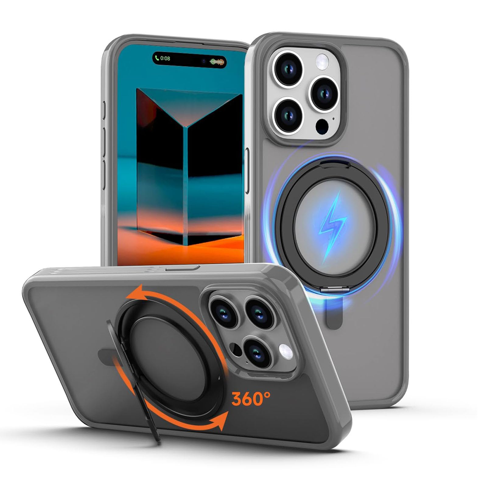 Amazon.com: Only for iPhone 16 Pro Case with Magnetic Invisible Stand Military Drop Protection ...