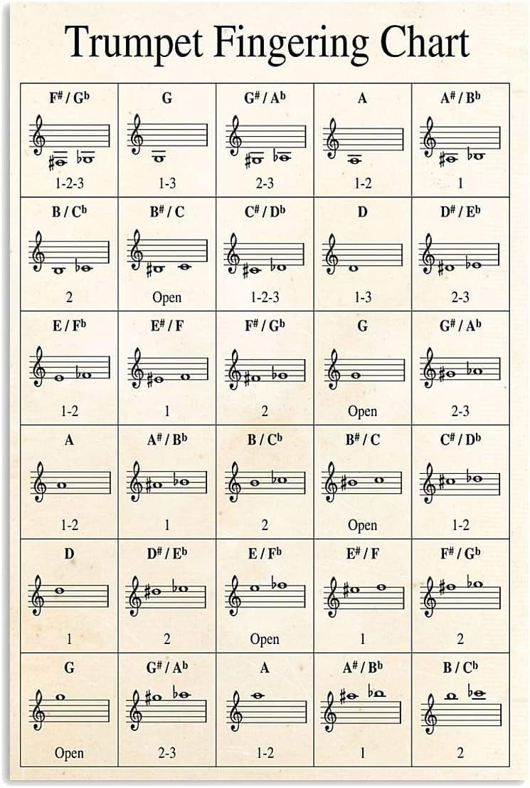 Amazon.com: Starotore Trumpet Fingering Chart Metal Signs Trumpet ...