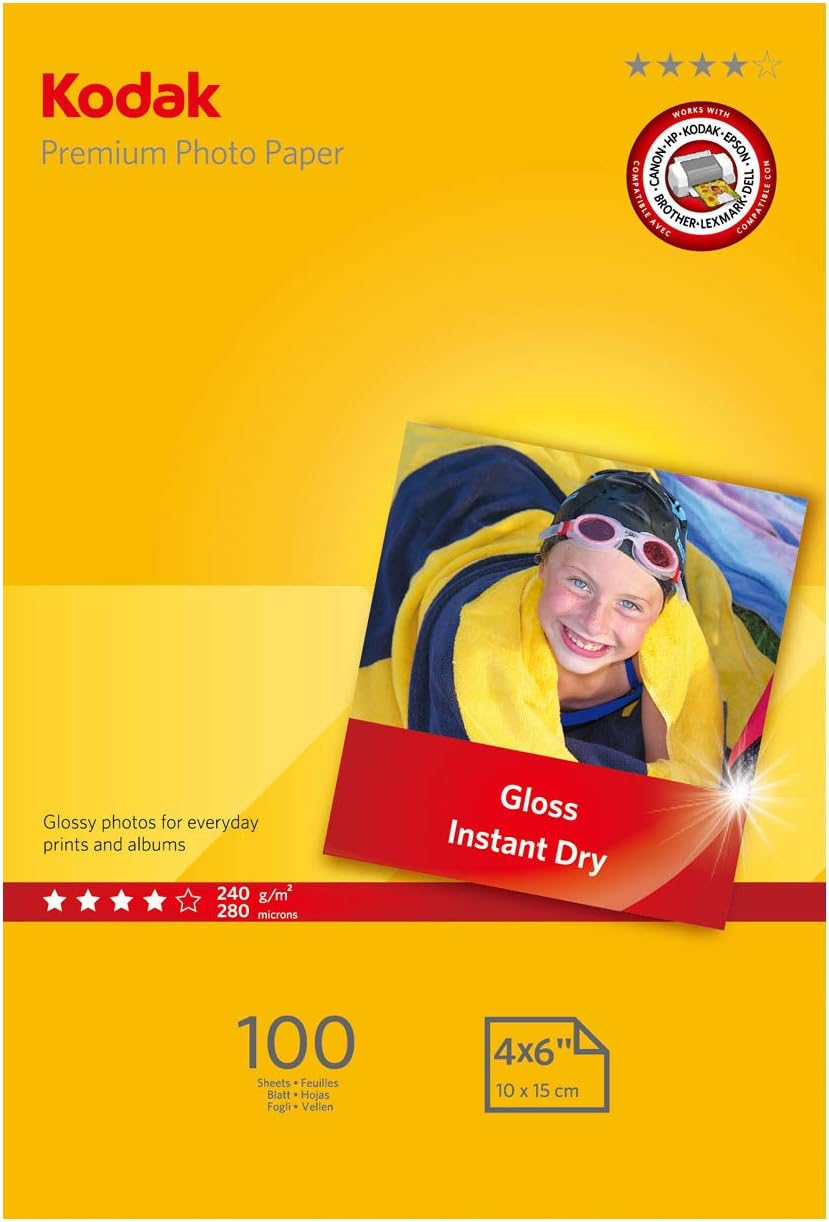 Kodak 50 Sheets Gloss Instant Dry 240gsm A4 Photo Paper, (5740-094 ...
