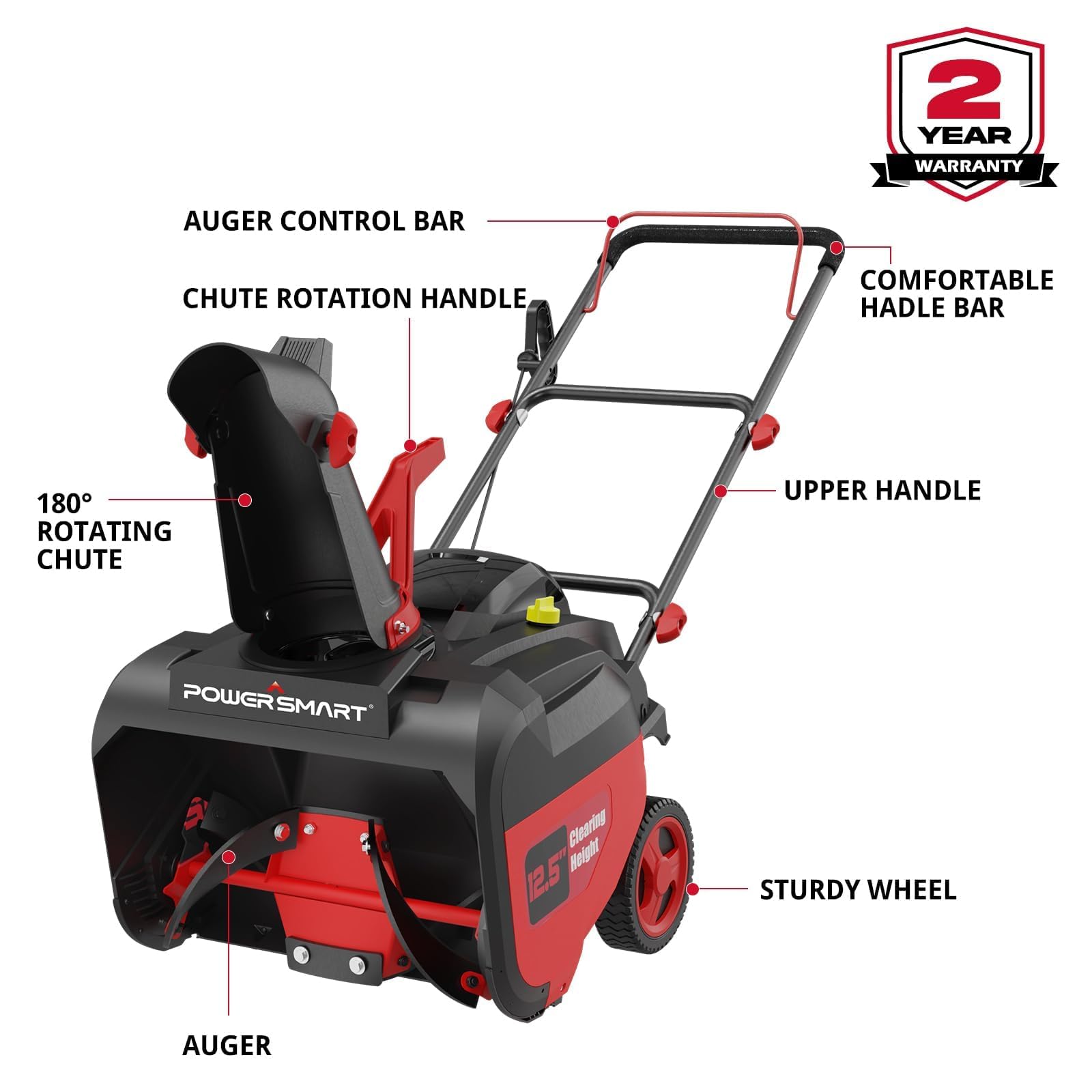 Snapklik.com : PowerSmart 21 Inch Gas Powered Snow Blower, Single-Stage