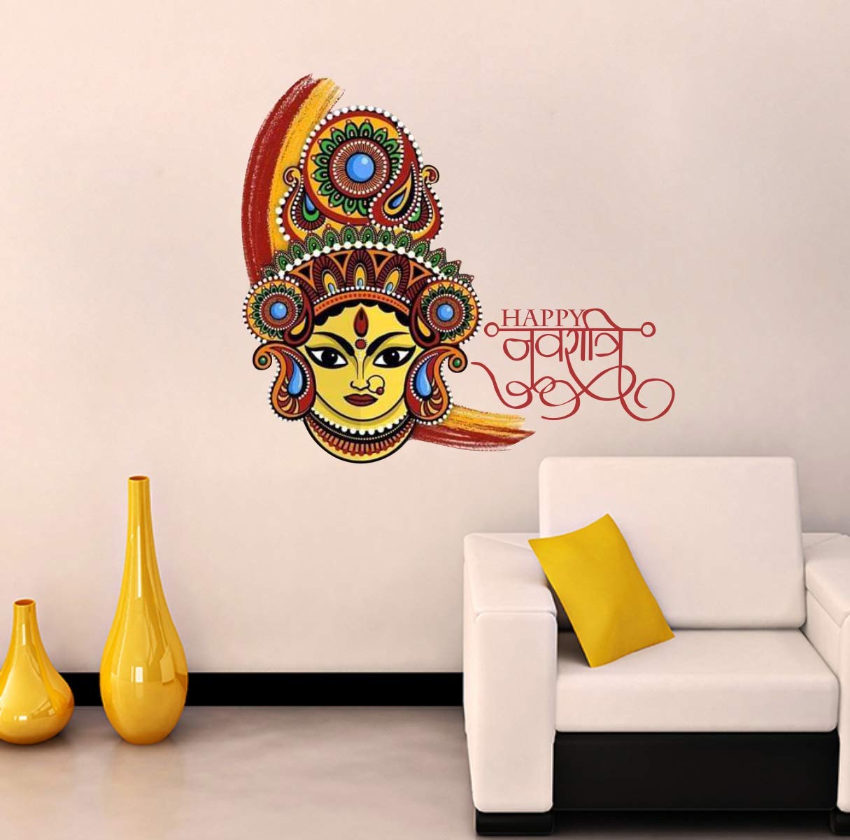 Sticker Studio PVC Vinyl Goddess Maa Durga Face 3D Wall Sticker Decal ...