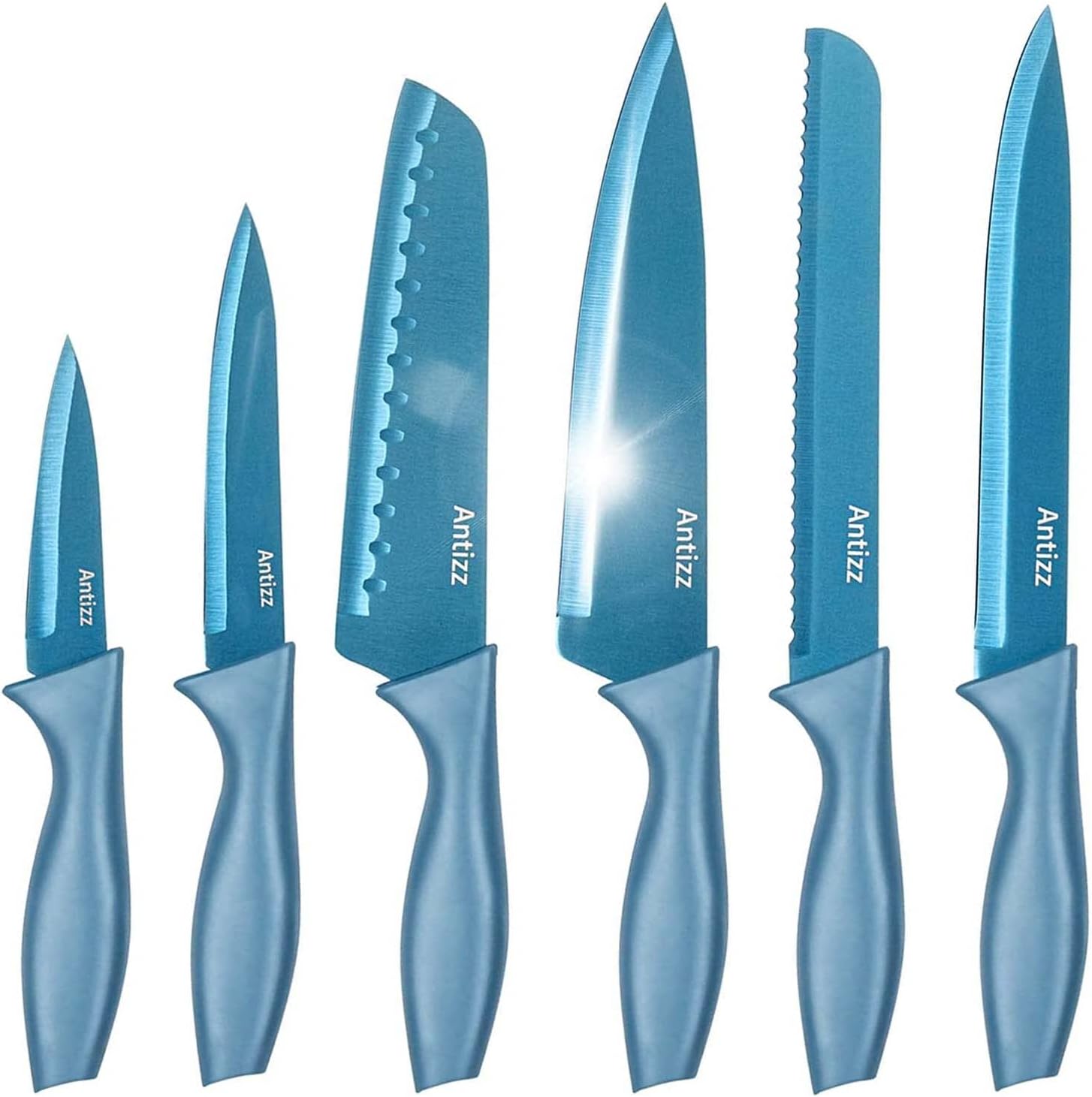 hecef Colourful Knives Set of 6,Stainless Steel Sharp Blade Non Stick ...