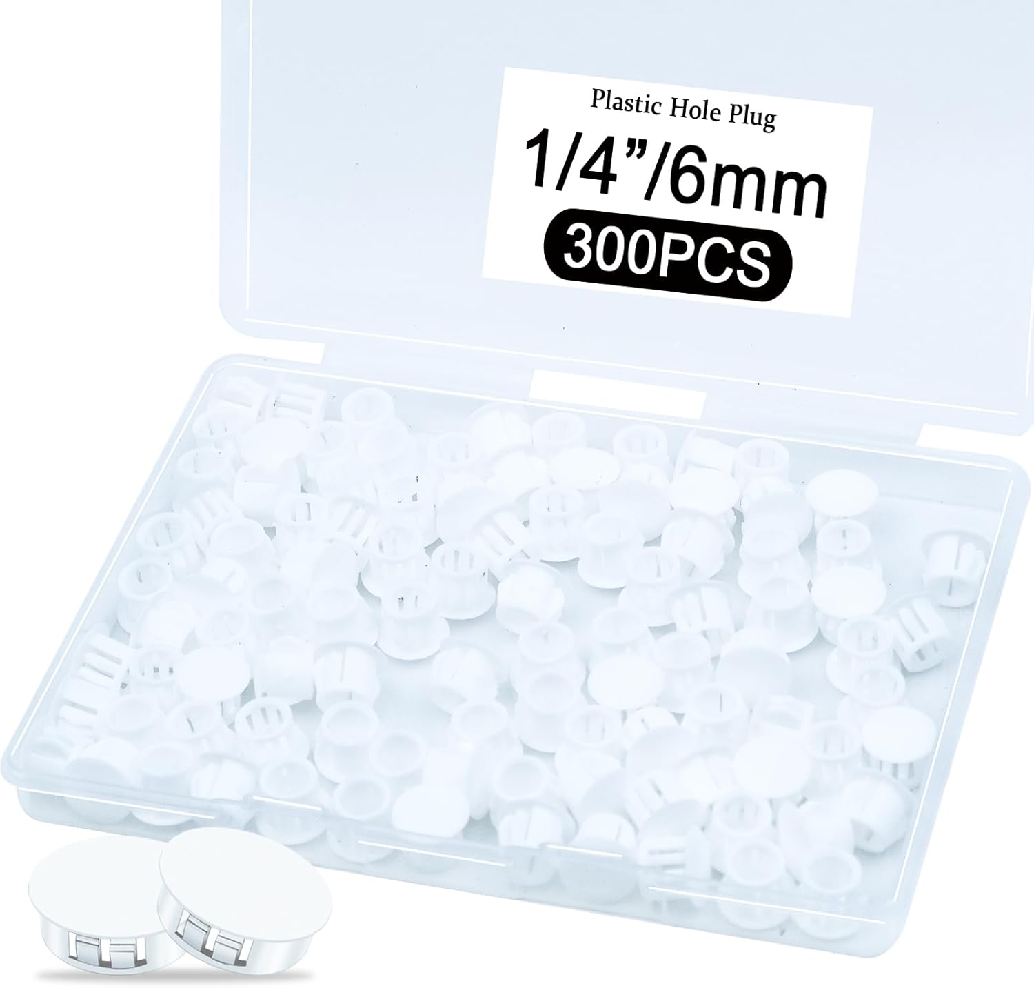300Pcs 1/4" White Plastic Hole Plugs, White Hole Plugs Hardware Plugs ...