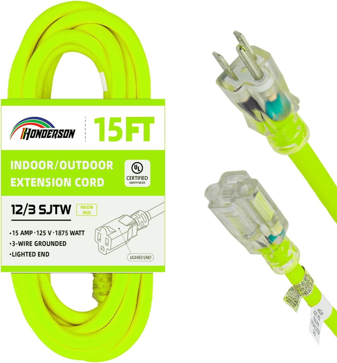 Amazon.com: EP 15 Ft Outdoor Extension Cord with Lighted End, 12/3 ...