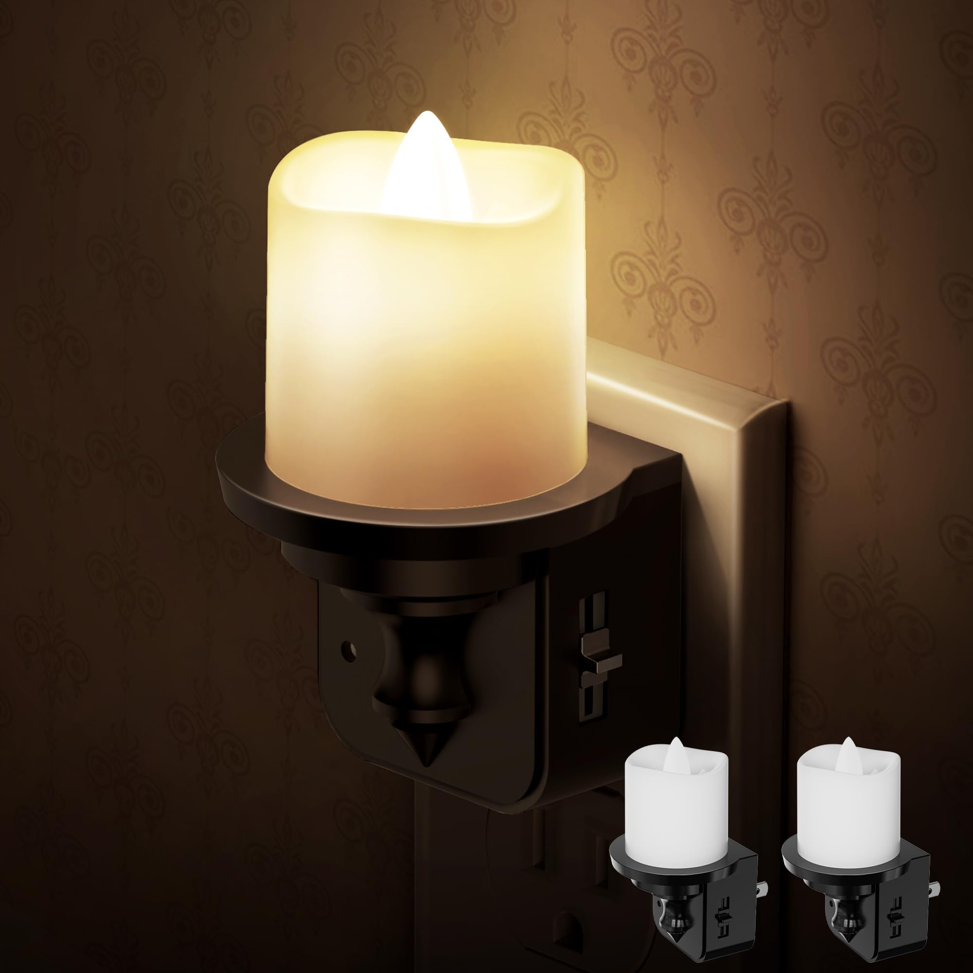 Flameless Candle Night Light, Night Lights Plug into Wall 2 Pack, LED ...