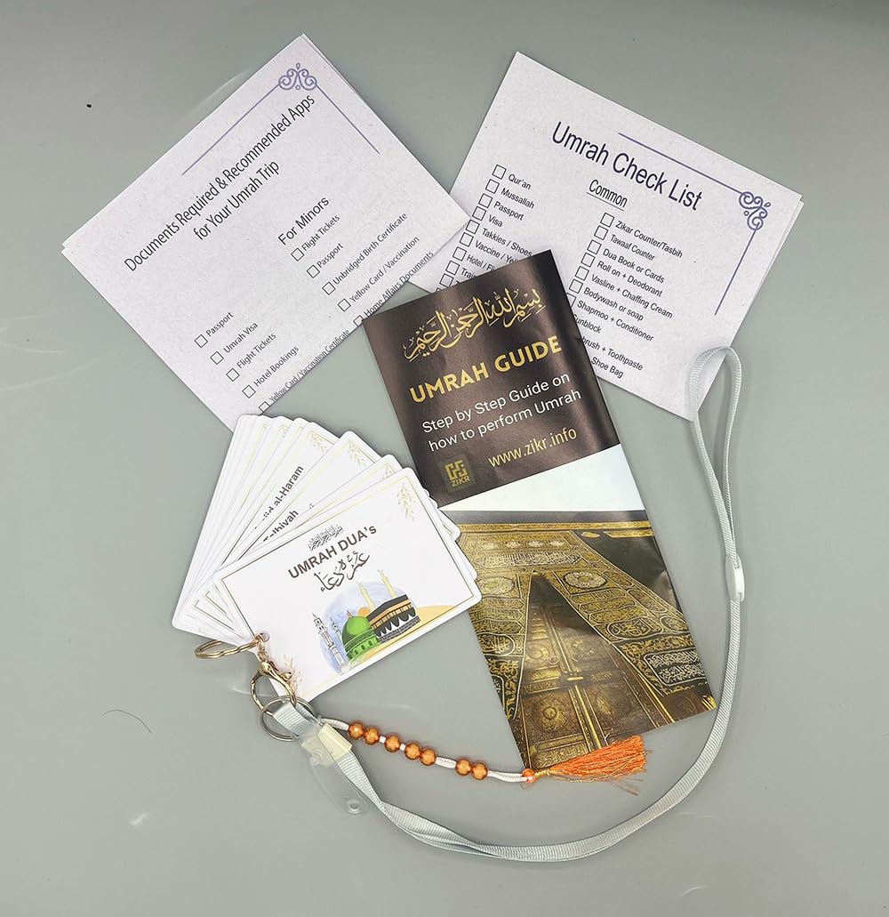 Umrah Dua Cards PVC – Tawaf Tasbih – Step by Step Guide, Umrah ...