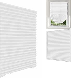 Amazon.com: White Blinds for Windows, Temporary Window Shades Light Filtering Pleated Fabric ...