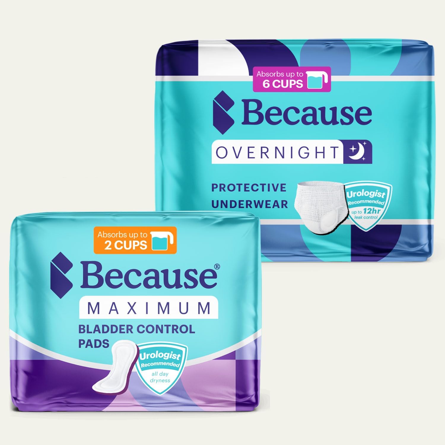Amazon.com: Because Day & Night Bundle Premium Overnight Incontinence Underwear 20ct & Maximum ...