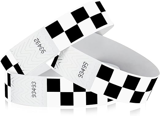 500 WristCo Black Checkered/Checks Tyvek Wristbands for Events ...