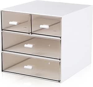 Amazon.co.jp: NUOLUX Storage Case, Drawers, Tabletop, Small Items, Transparent, 3 Tiers, Storage ...