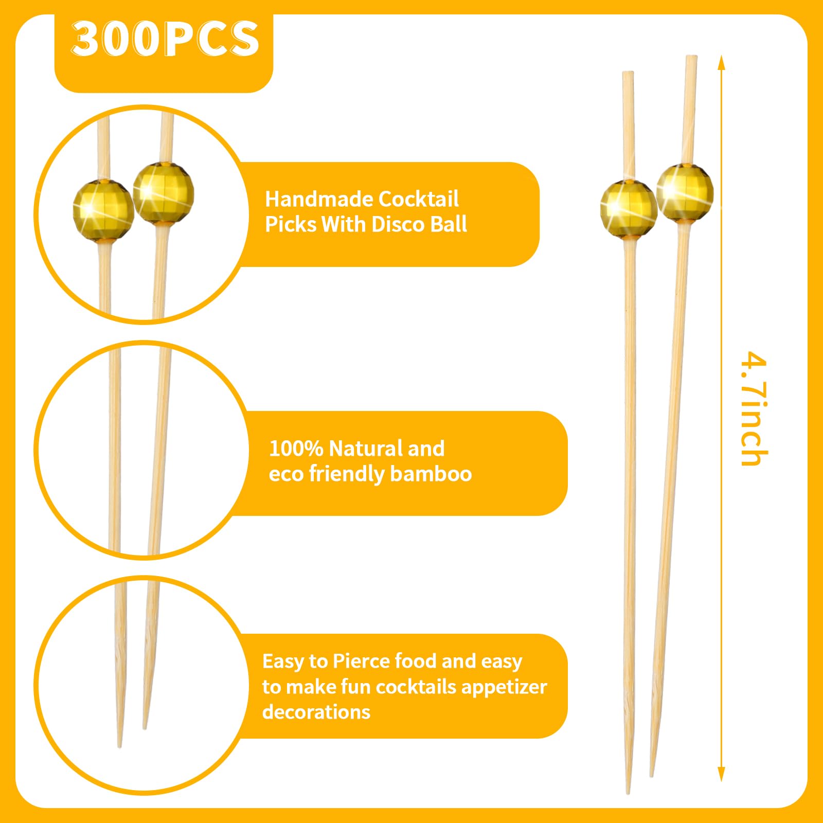 Snapklik.com : Hushee 300 Pcs Christmas Cocktail Picks Disco Ball ...
