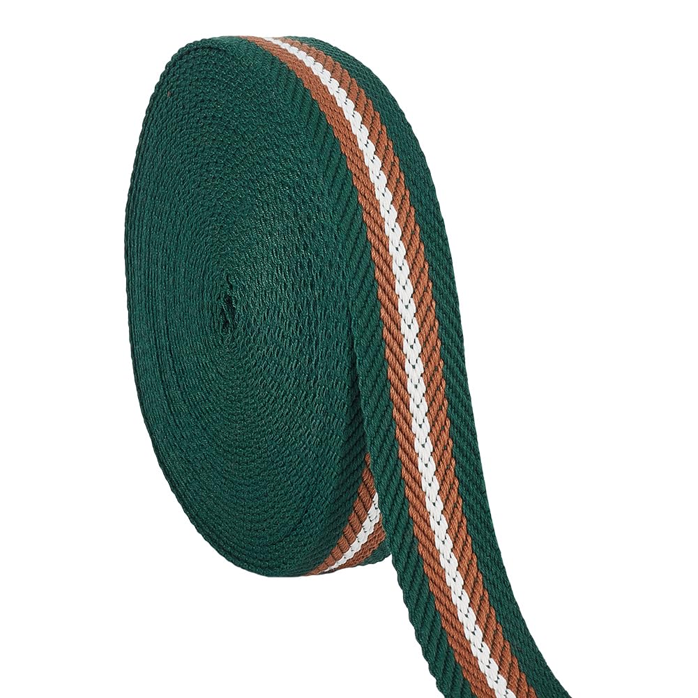 BENECREAT 10 Yards Polyester Striped Webbing, 1.25 Inches Wide Dark ...