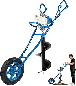 Amazon.com: JAYGOVAN 3HP 63CC Post Hole Digger Wheelbarrow 2-Stroke Gas Powered Hand Push Earth ...
