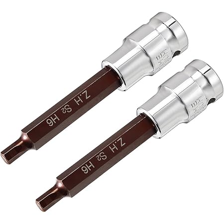 uxcell 2pcs 1/2" Drive x H6 (6mm) Hex Bit Socket, S2 Steel Bits CR-V ...