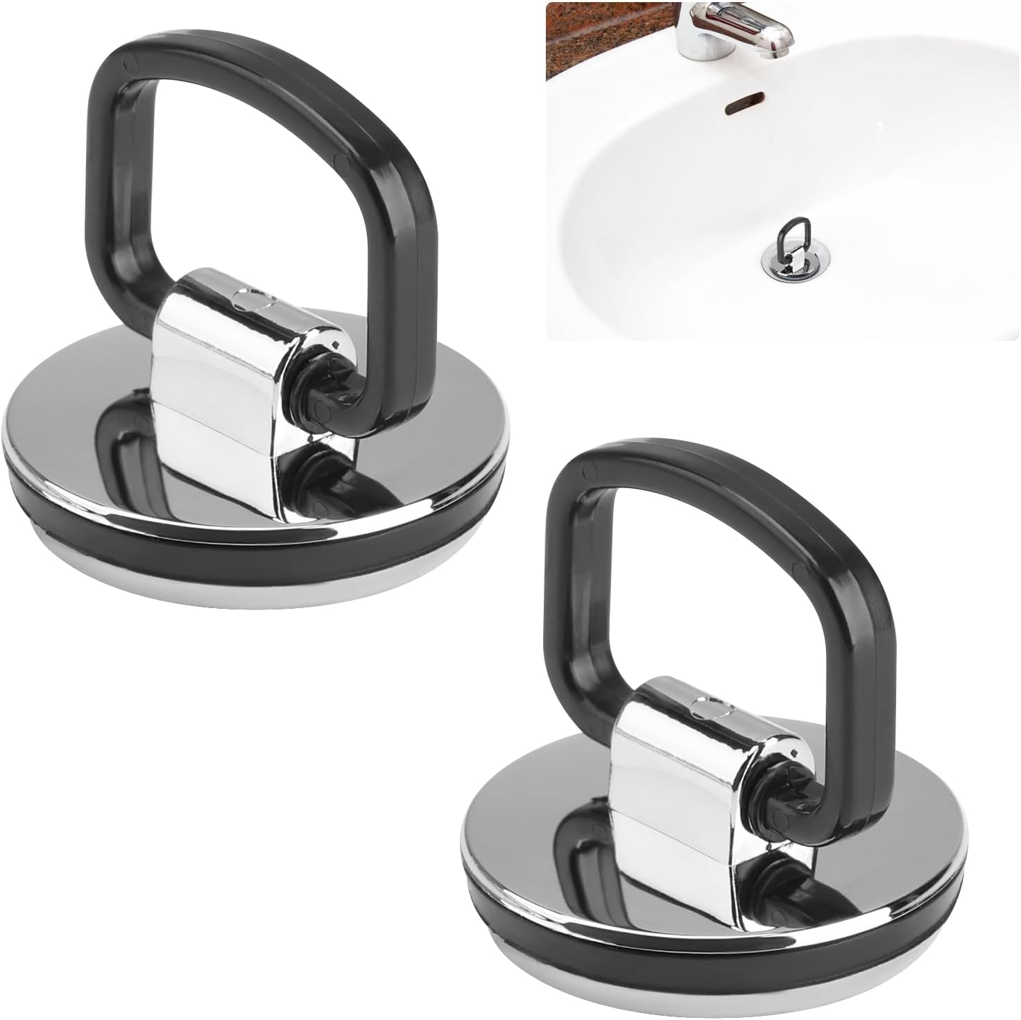 2Pcs Chrome Finished Universal Sink Bath Plug with Hair Catcher ...