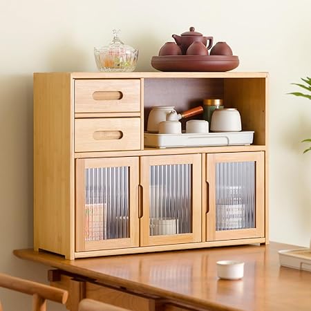 Amazon.com: Gdrasuya10 Bamboo Countertop Shelf Storage Cabinet Kitchen ...