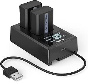 SMALLRIG NP-FW50 Baterías de Repuesto para Cámara (2 Unidades) y Cargador de Pantalla LCD para ...