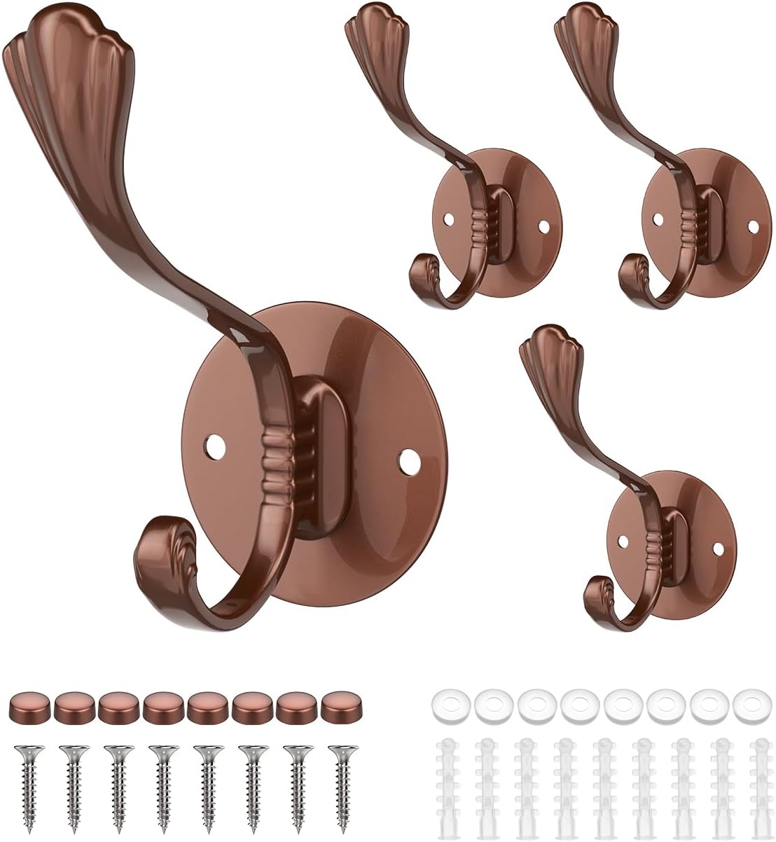 Amazon.com: Lewondr 4 Pack Heavy Duty Wall Hooks, Large Coat Hooks Wall ...