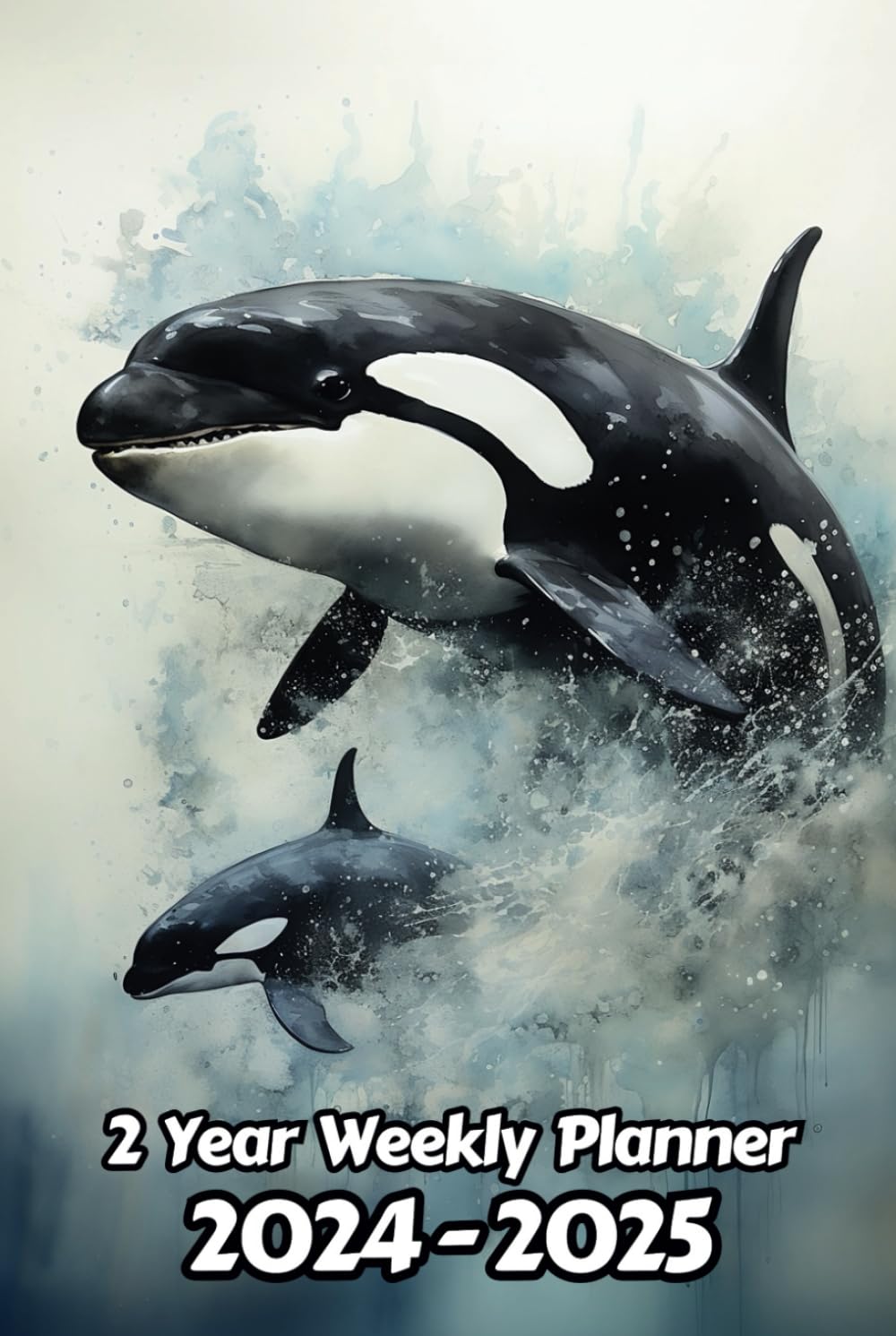 Watercolor Orca Whale 2 Year Weekly Planner 2024-2025: 104 Week ...