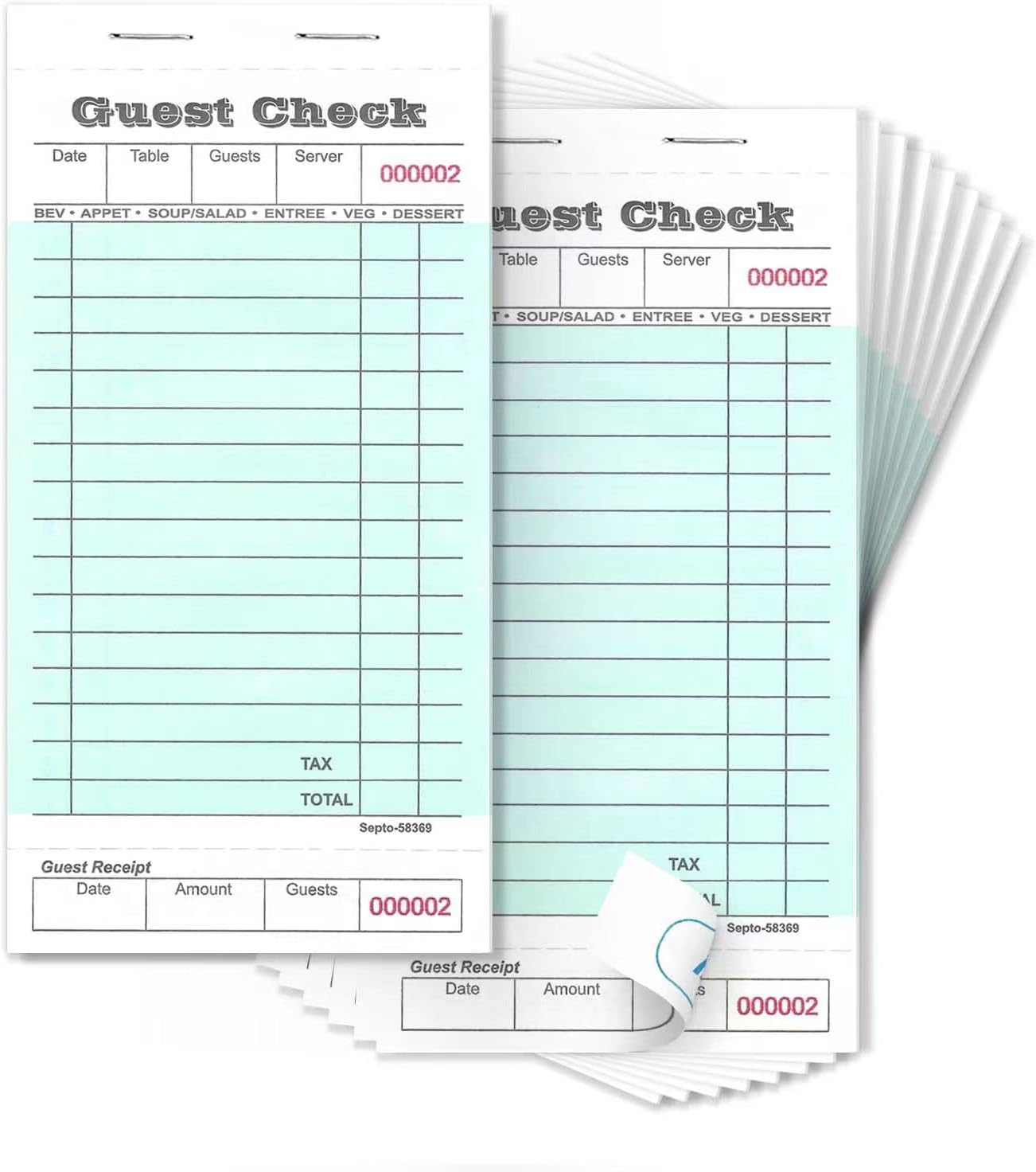 Amazon.com: Portable Guest Check Pads, Single Part, Green Checkered ...