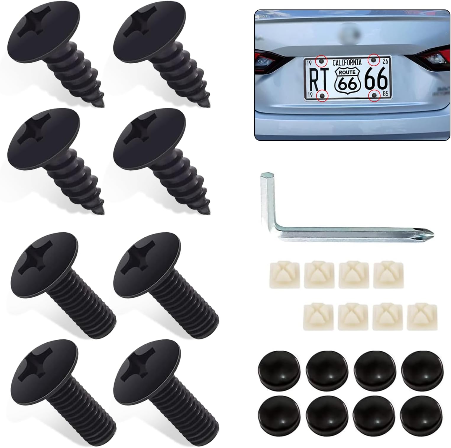 Amazon.com: Crynod 8 PCS Automobile US License Plate Mounting Screw Kit ...