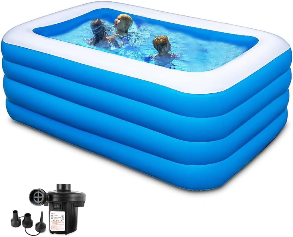 Amazon.com: Inflatable Swimming Pool, 71” x 51” x 28” Full-Sized Blow ...