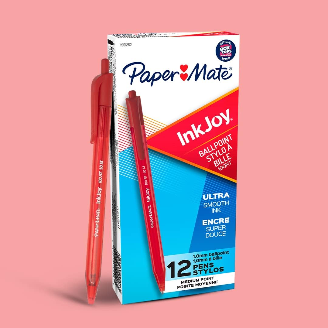 PAPER MATE INKJOY 100RT Retractable Ball Pen 12x Red : Amazon.in ...