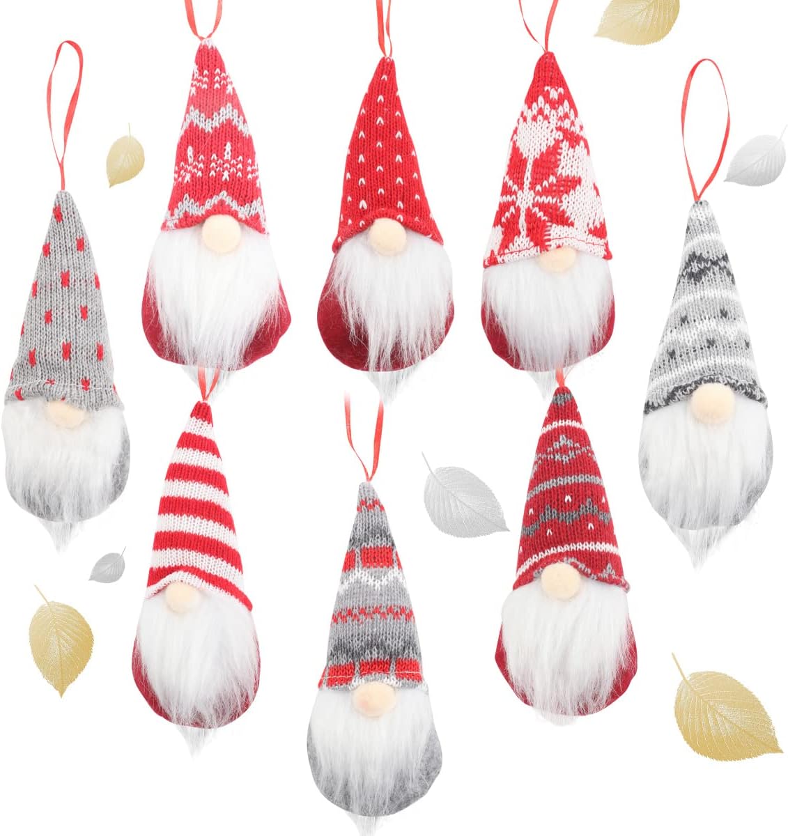 Awilnax Christmas Gnomes Ornaments, 8 Pieces Christmas Tree Hanging ...