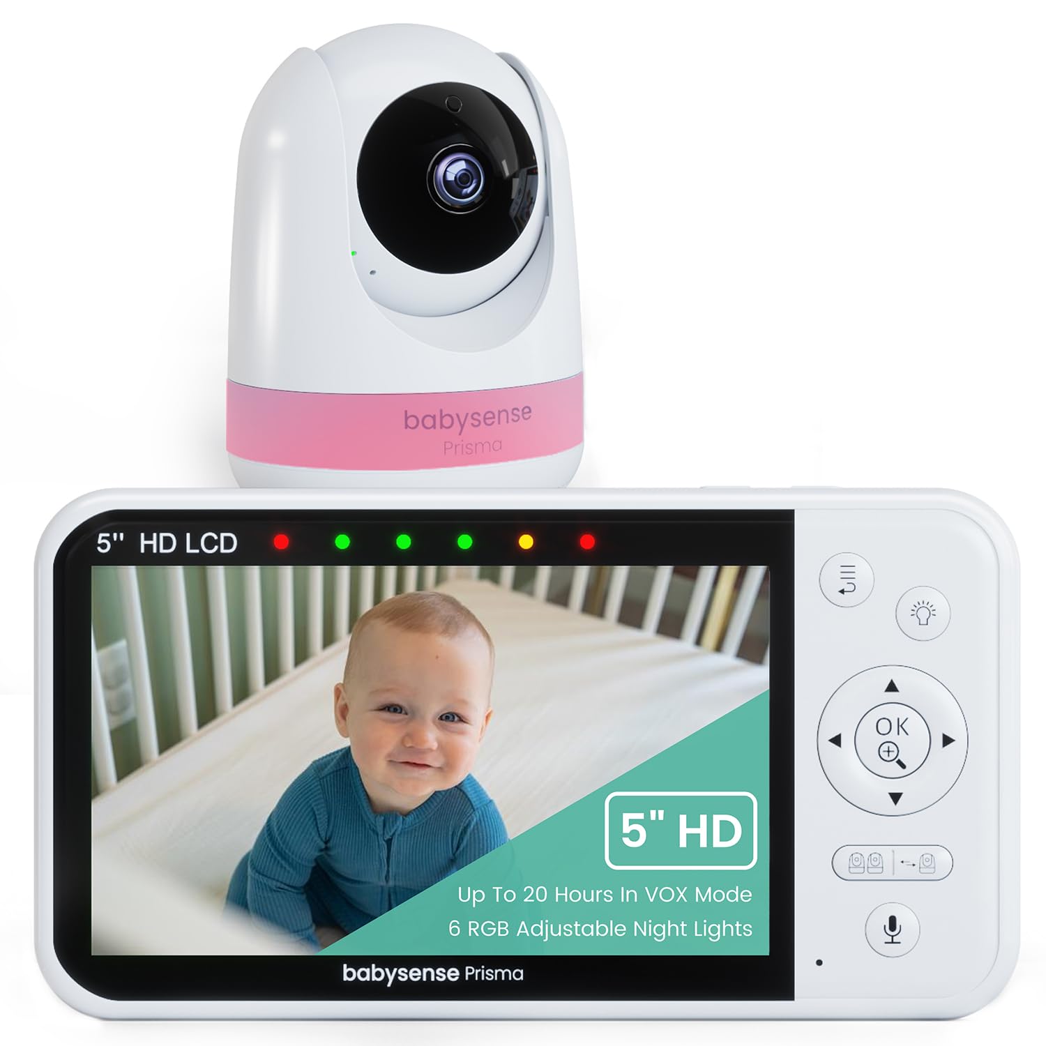 Amazon.com: Babysense New Prisma Baby Monitor with Camera and Audio, 5 ...
