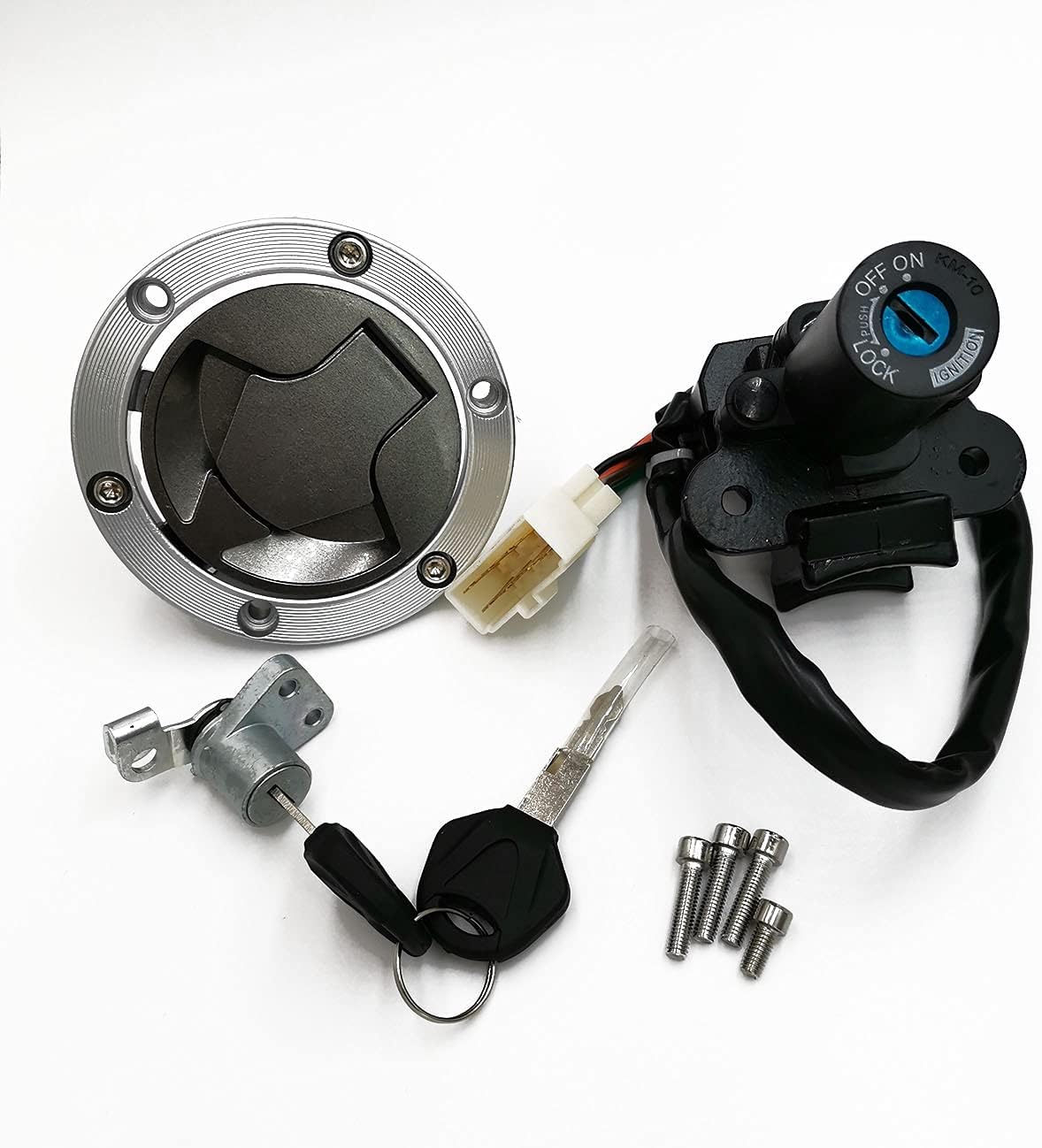 Amazon.com: X AUTOHAUX 1 Set Motorcycle Ignition Switch Cylinder Fuel ...
