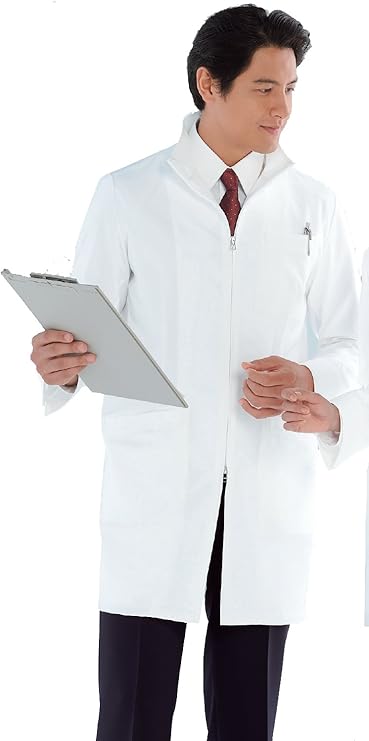 Amazon.co.jp: 診察衣 白衣 カゼン(KAZEN) 113 メンズハーフコート サイズ：L 90：ホワイト : 産業・研究開発用品