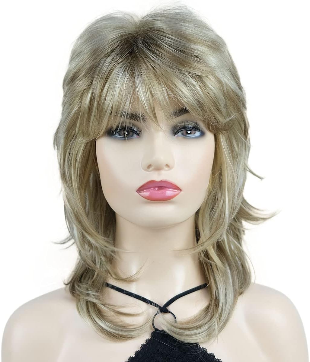 Wigstore Long Shaggy Layered Wig for Women, Synthetic Hair Full Wigs ...