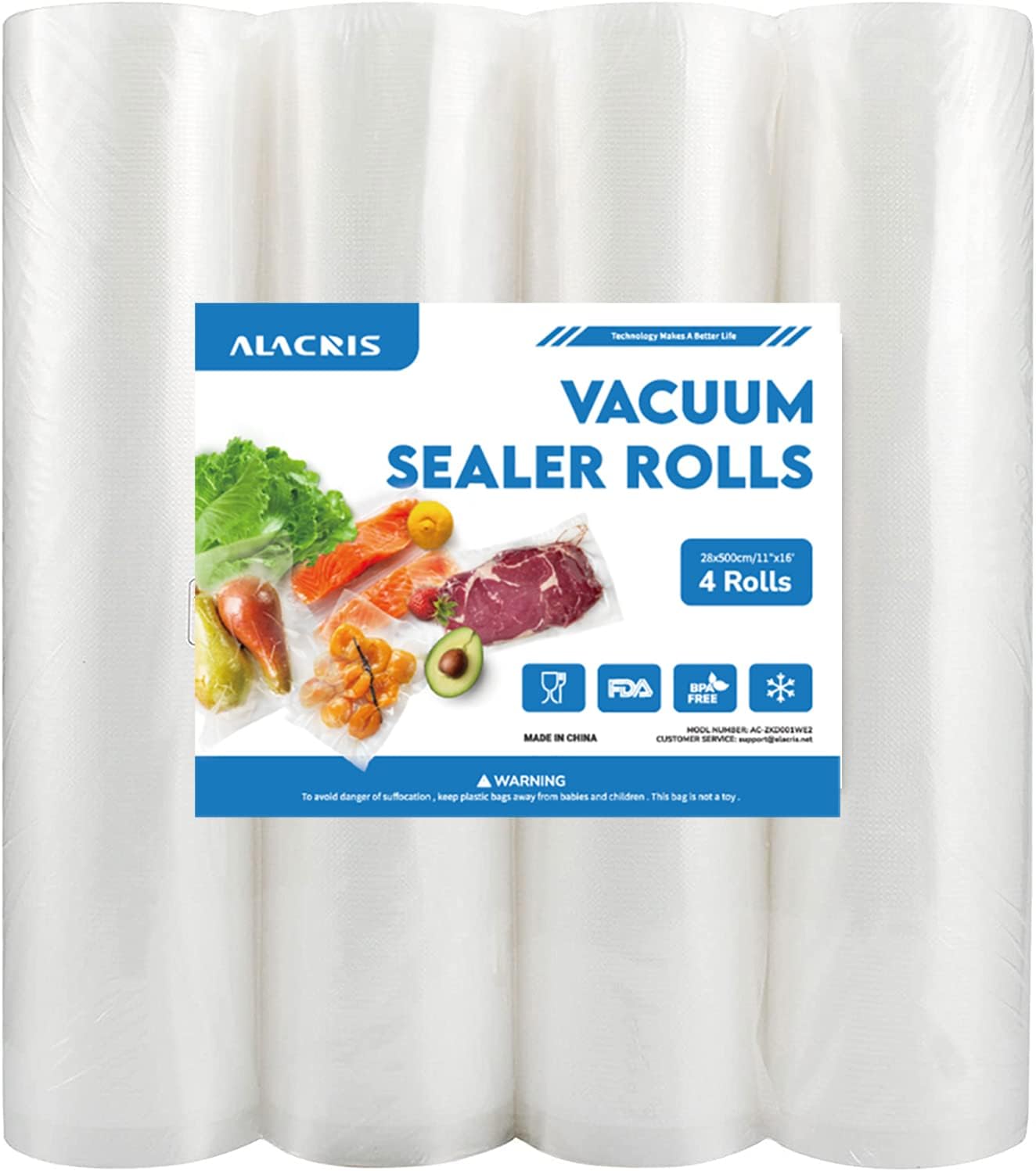 Amazon.com: ALACRIS Vacuum Sealer Bags 11"x16' Rolls 4 pack for Food ...
