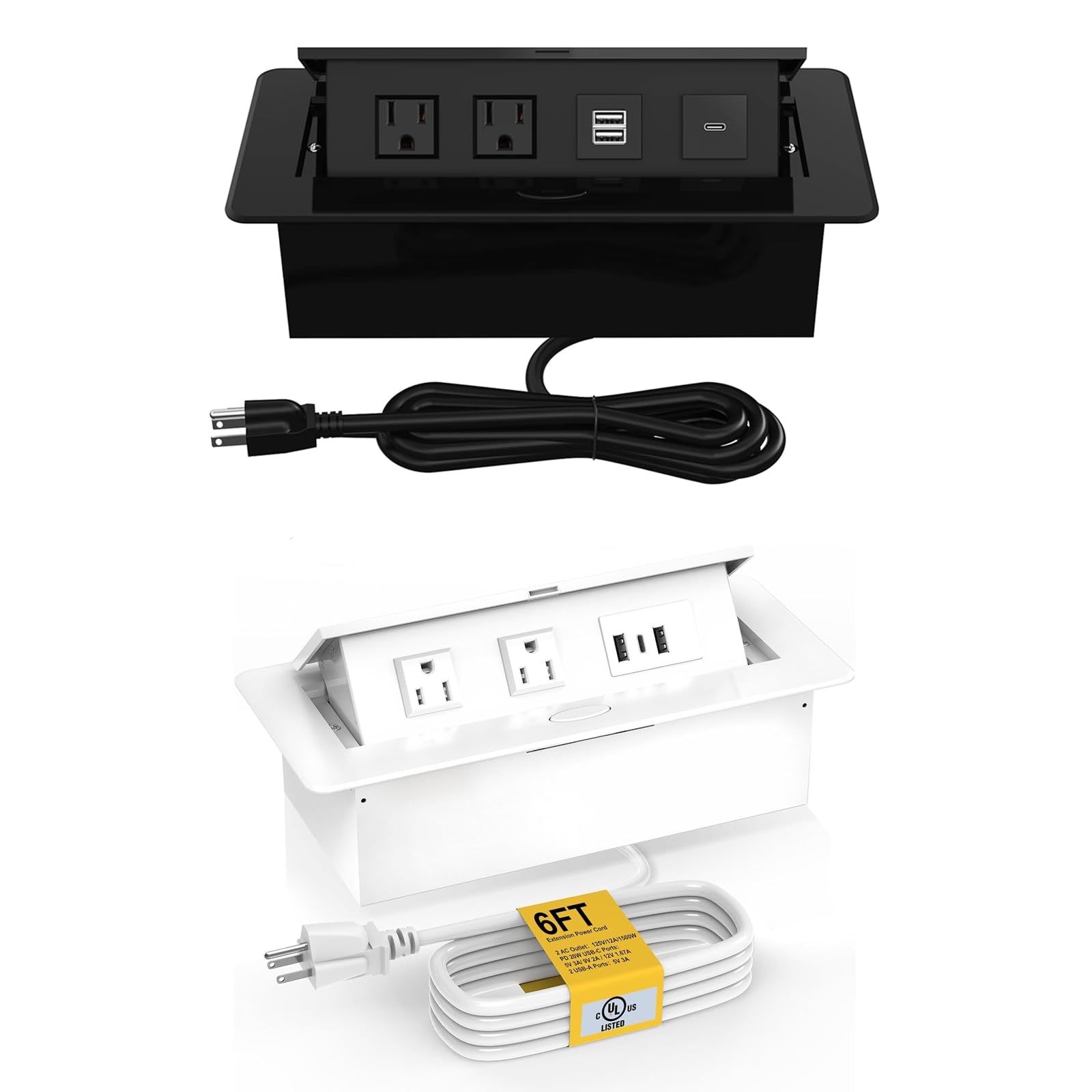 Amazon.com: UL Listed Recessed Power Strip, Pop Up Power Cover Box ...