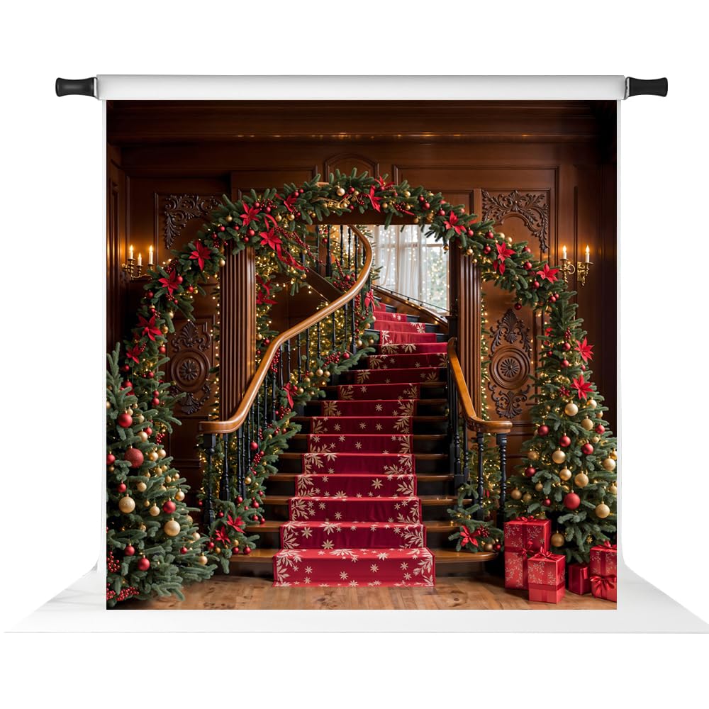 Amazon.com : Kate Arch Christmas Photo Backdrop Elegant Red Wall ...