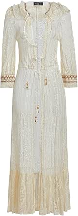 Amazon.com: PATBO, Jute Trim Lace Robe, XL, Ivory : Clothing, Shoes ...