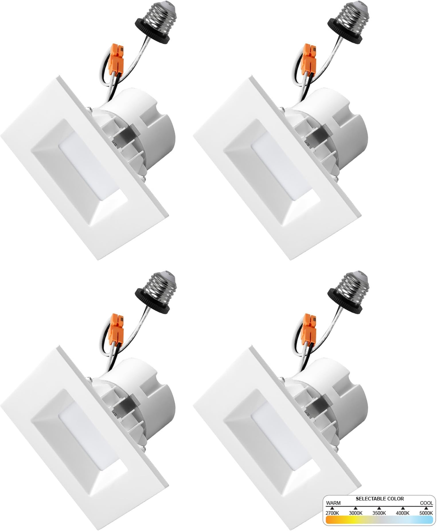 NUWATT 12 Pack, 4 Inch Square MR16 LED Recessed Lighting, 2700K/3000K ...