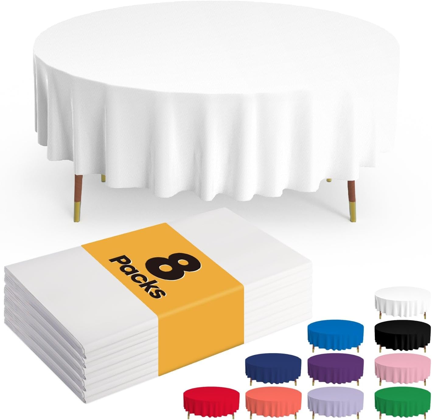 Amazon.com: 6-Pack White Round Paper Tablecloths – 82in Paper Table ...