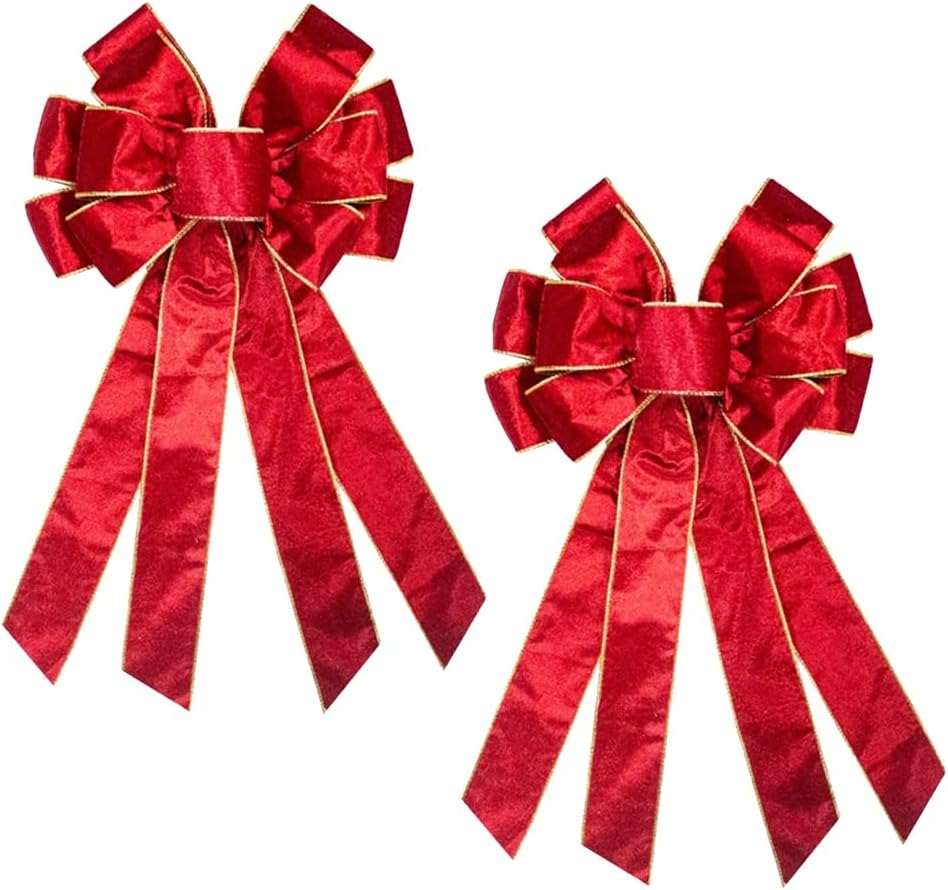 Amazon.com: 2PCS Christmas Wreath Bows Christmas Decor Bows Red Velvet ...