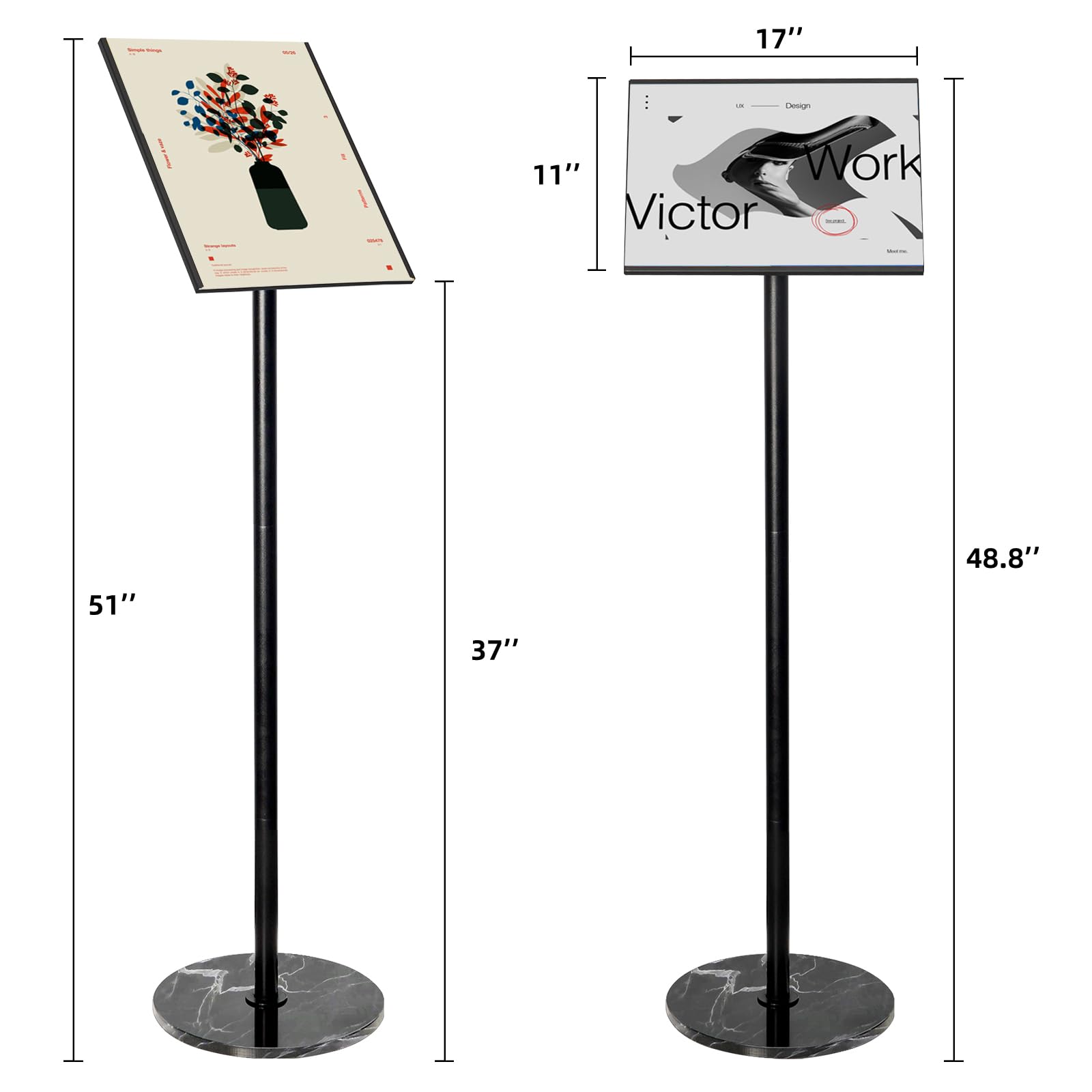 PUSEGA Adjustable Sign Stand, 11x17 inch, Sign Holder Floor Stand with ...