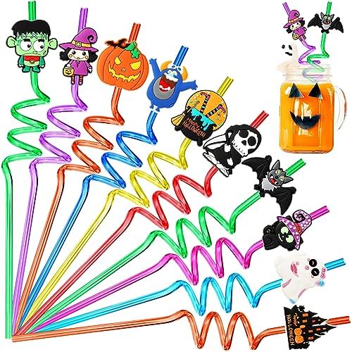 Amazon.com: 24 Reusable Halloween Straws Halloween Party Favors ...